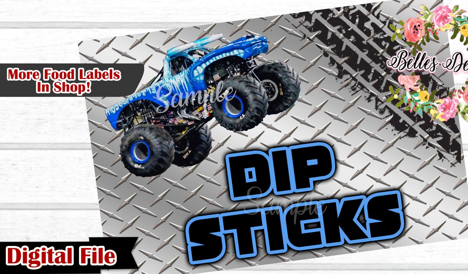 Monster Truck Party Food Labels Dip Sticks Food Sign Monster - Etsy