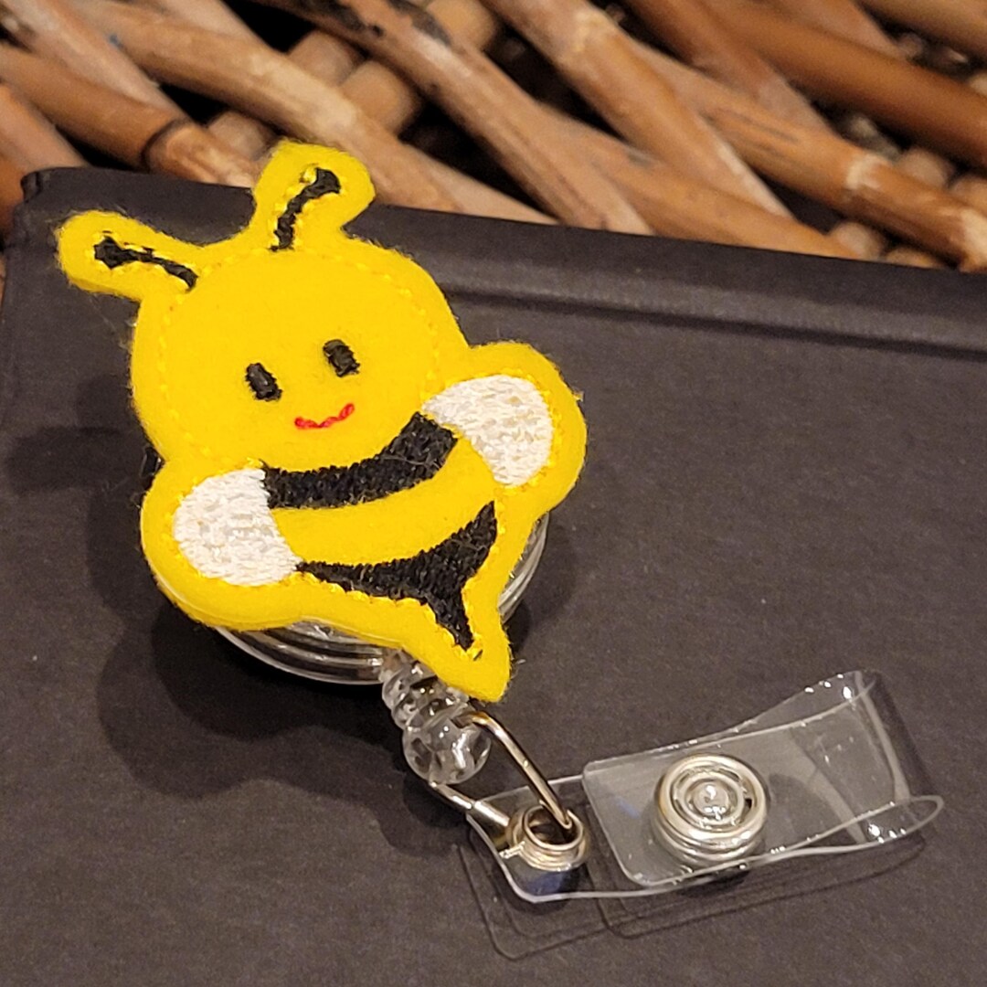 Bee Badge Reel, Bumblebee ID Holder, Nurse Badge Reel, Yellow Honey Bee ...