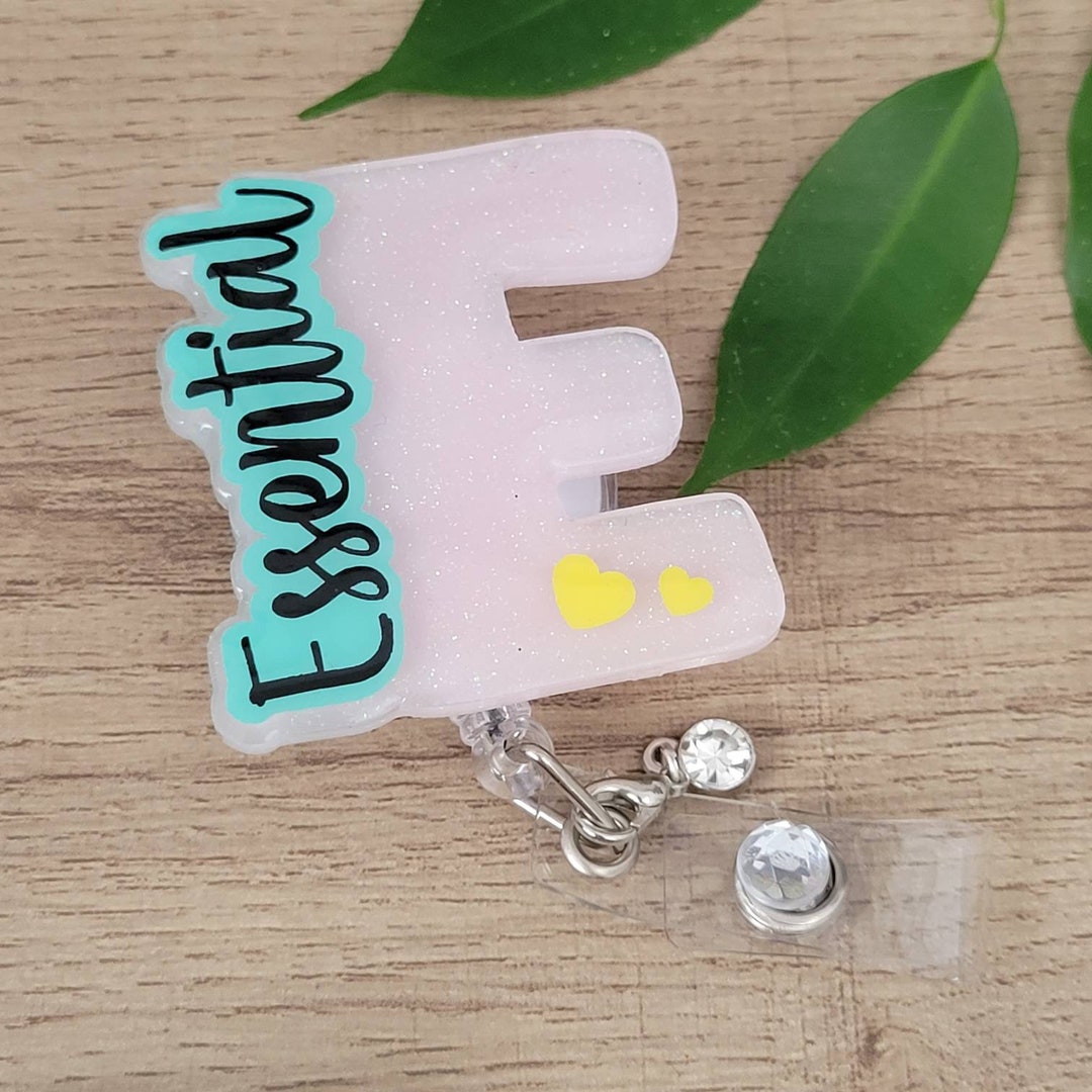 Essential Worker Badge Reel School Nurse Glitter Retractable - Etsy