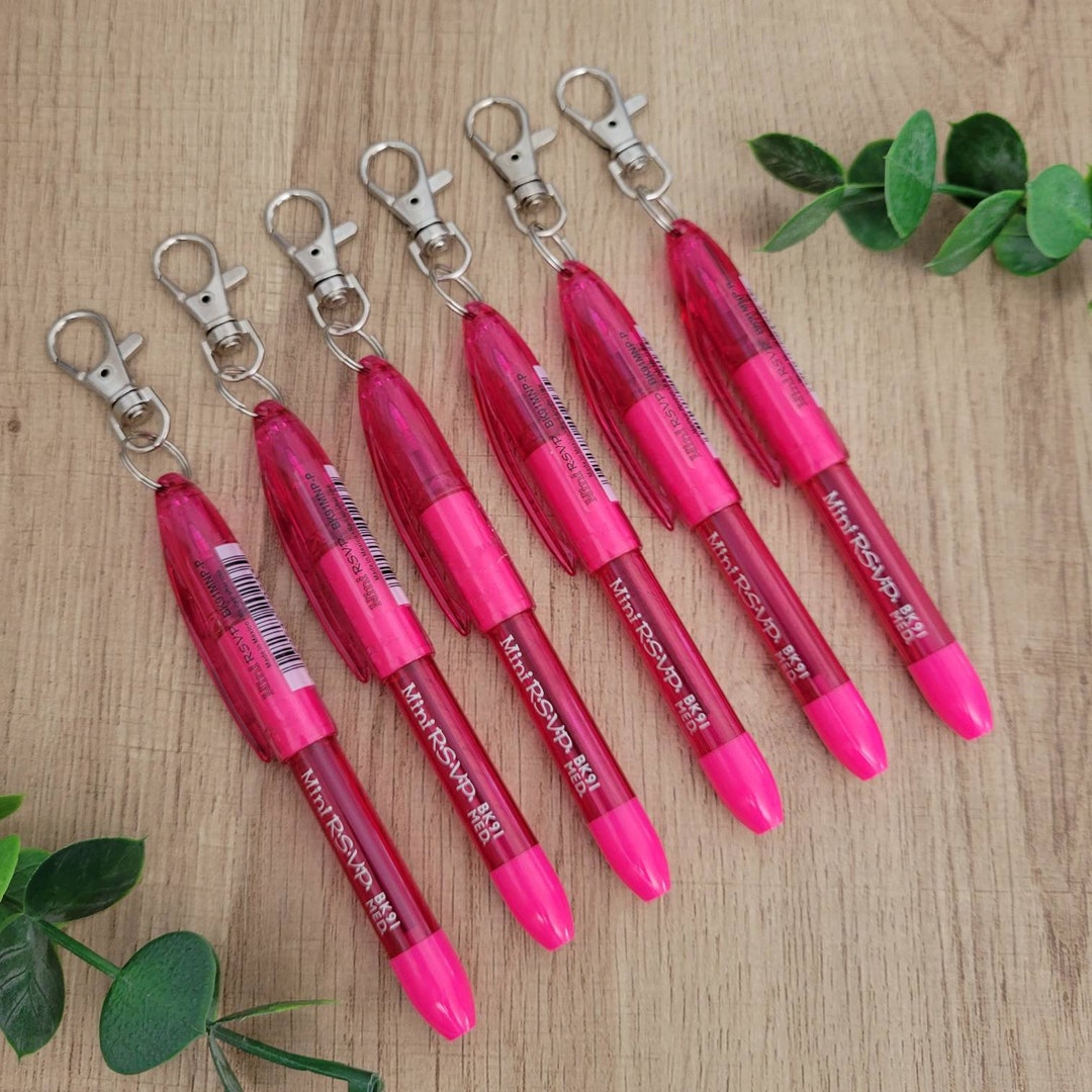 Pink Mini Pen, Mini Clip on Pen, Badge Reel Clip on Ink Pen, Badge Reel ...