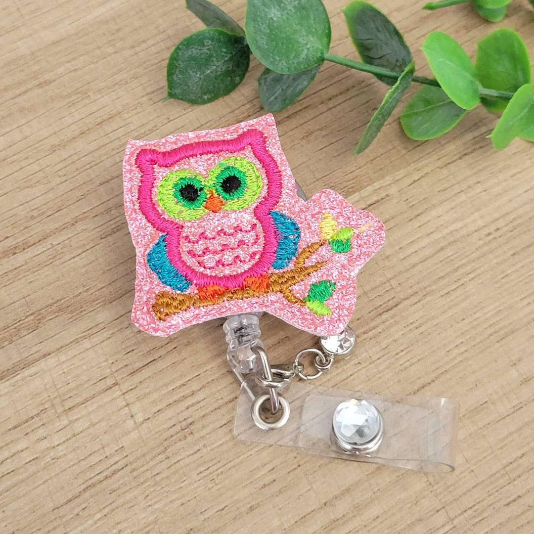 Pink Ow Badge Reel: Medical ID Clip, Nurse or Teacher Gift, Retractable ...