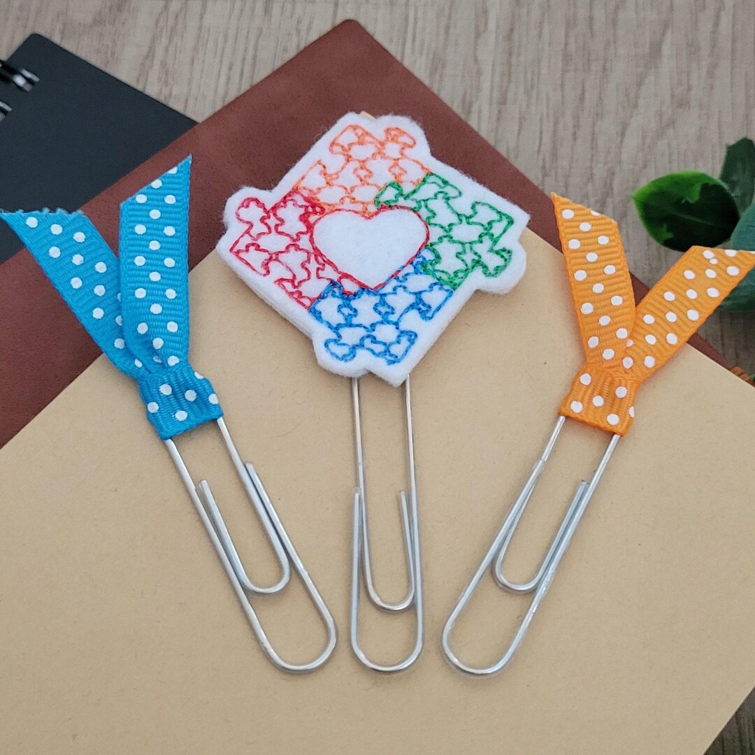Autism Awareness Planner Clips: Puzzle Piece Bookmark Set, SPED Teacher ...