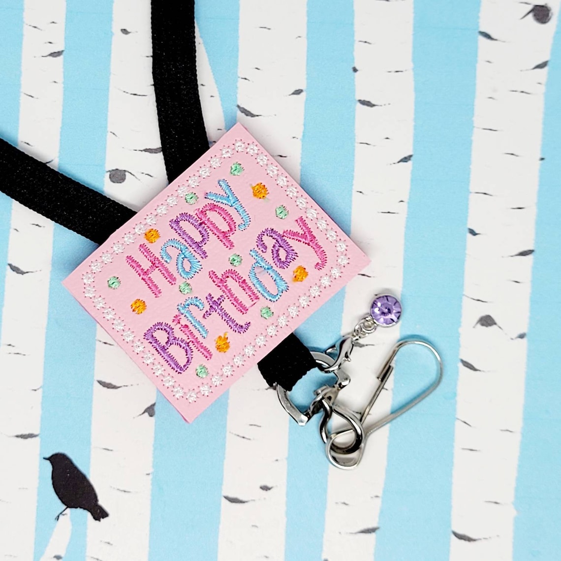 Pink Happy Birthday Badge Reel Birthday Lanyard Pink | Etsy