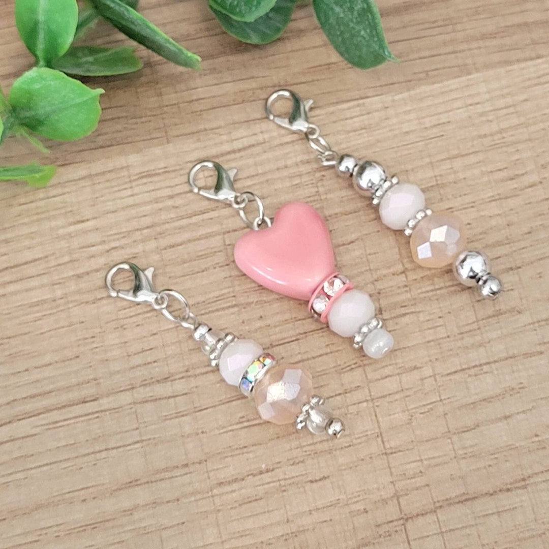 Pink Heart Charm Badge Reel Charm Interchangeable Bead - Etsy