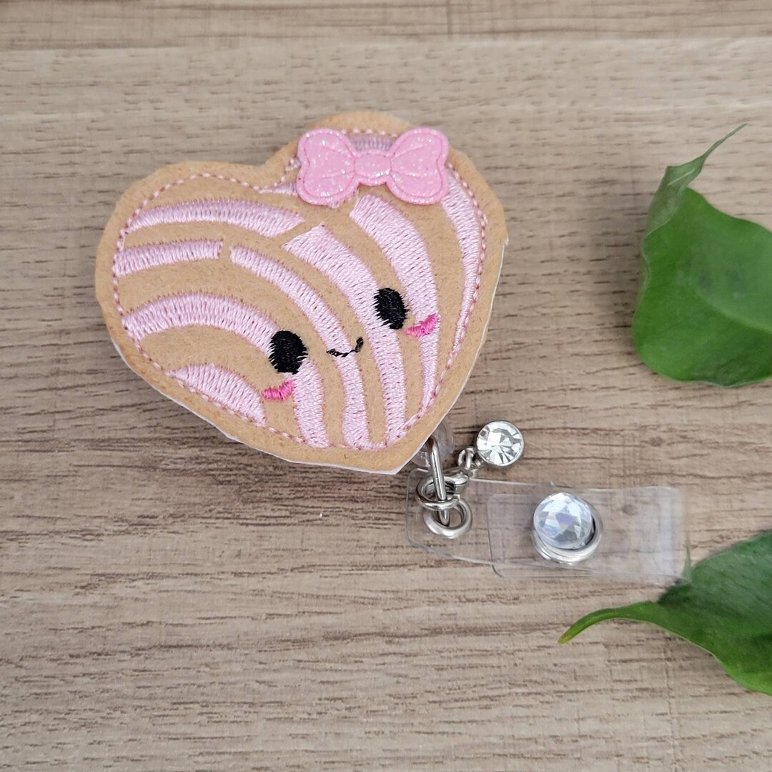 Pink Concha Badge Reel: Pan Dulce, Mexican Sweet Bread ID Holder - Etsy