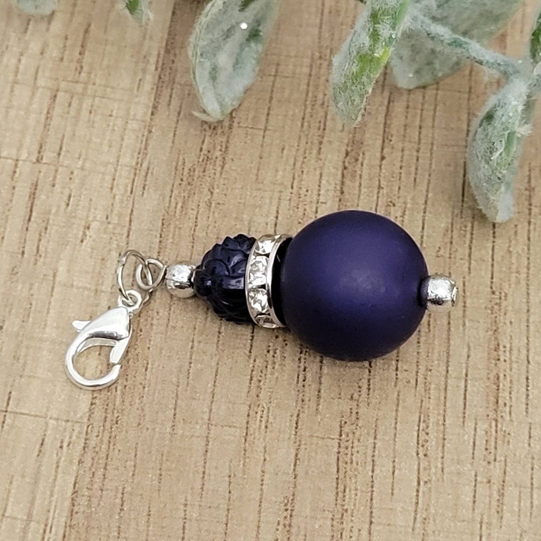 Navy Blue Gumball Bead Bead Badge Reel Charm Dangle or Cell Phone Charm ...