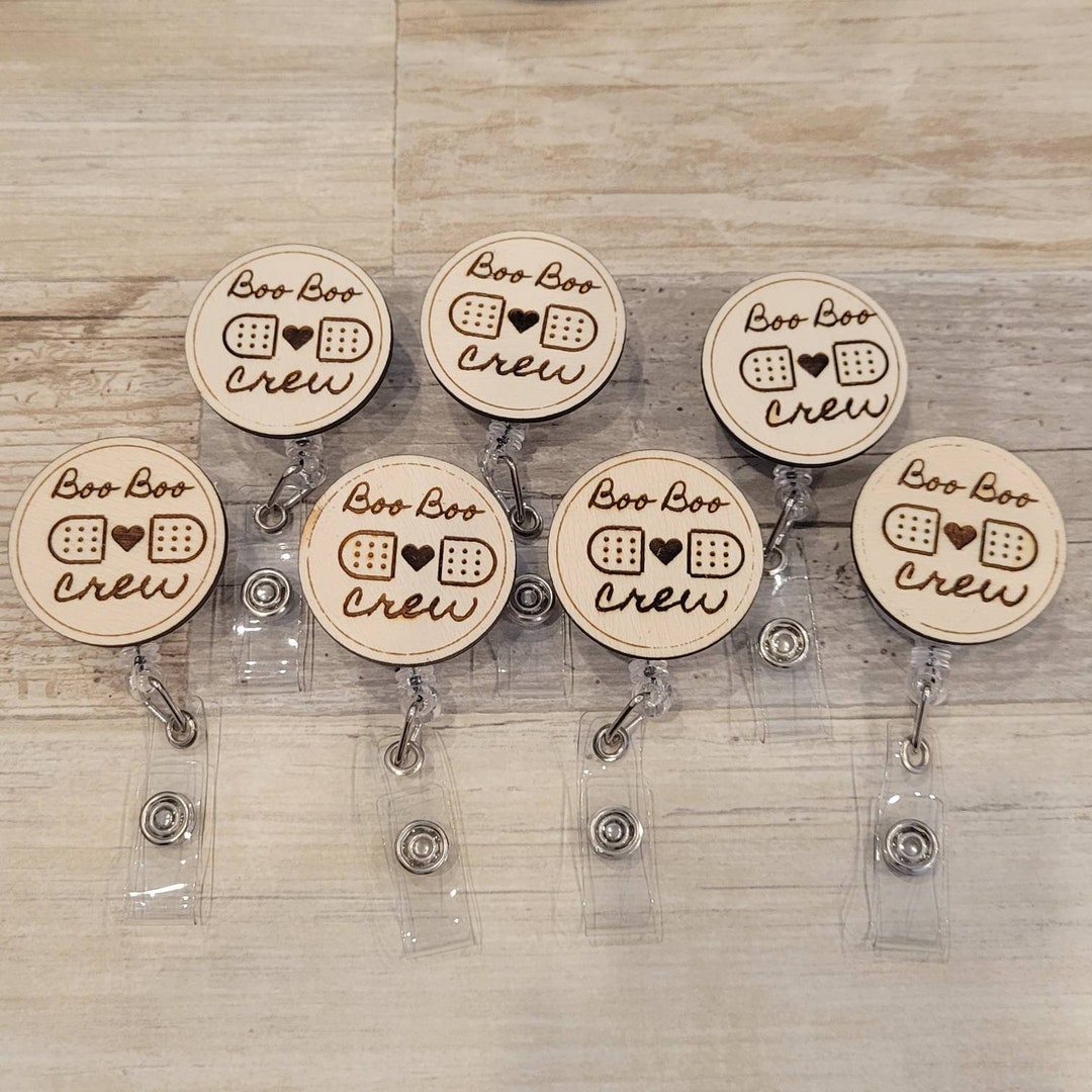 Personalized Nurse Badge Reel, Laser Engraved Badge Reel, Boo Boo Crew ...