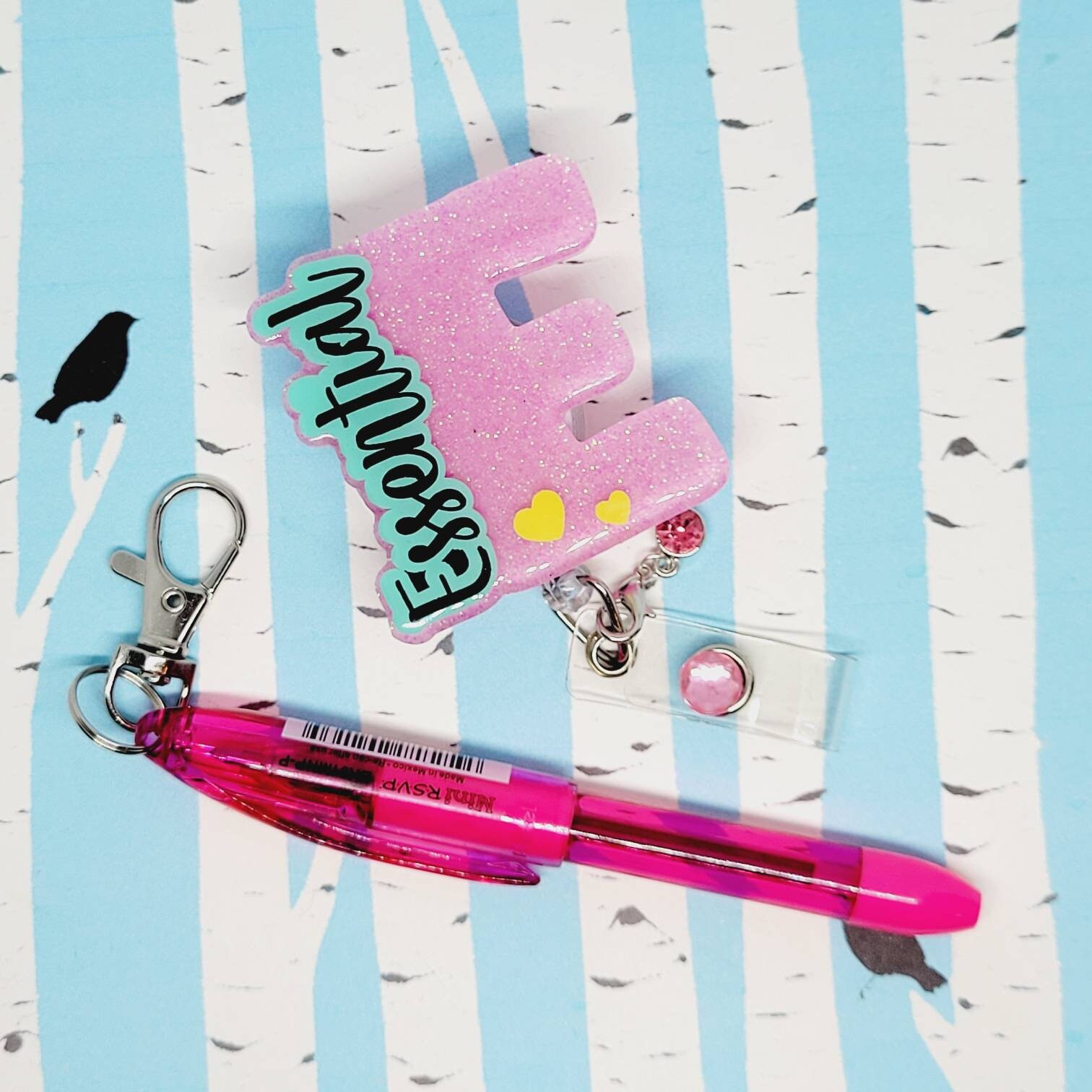 Essential Worker Badge Reel School Nurse Glitter Retractable | Etsy