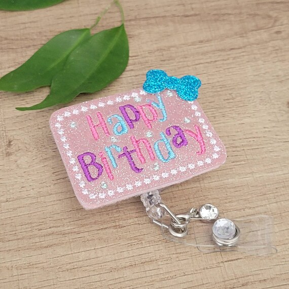 Pink Happy Birthday Badge Reel Birthday Lanyard Pink - Etsy