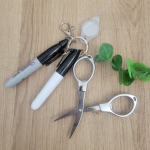 Black and Silver Mini Sharpie Scissors & Dry Erase Marker Set, Clip on ...