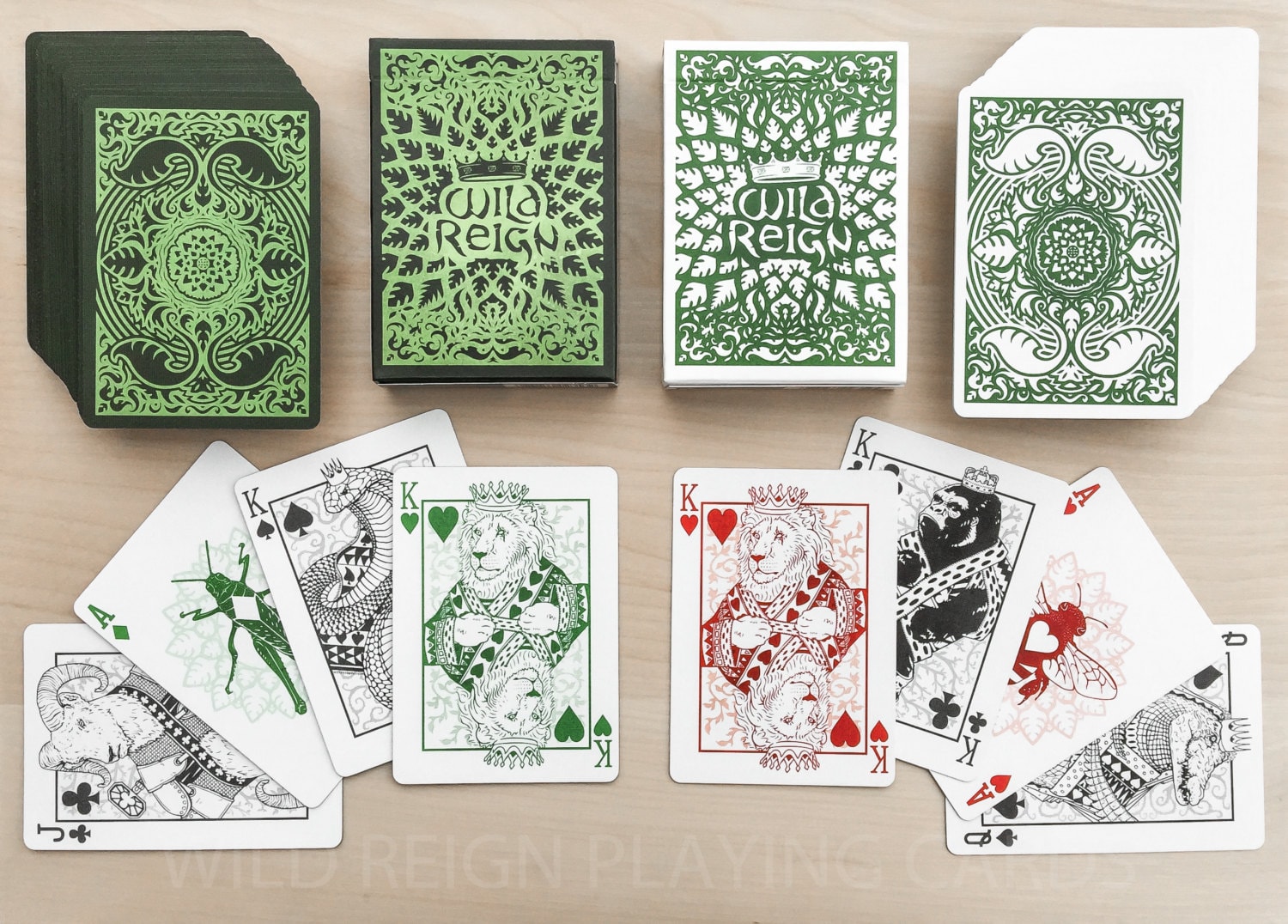 WILD REIGN Playing Cards: Evergreen and Crimson Decks - Etsy