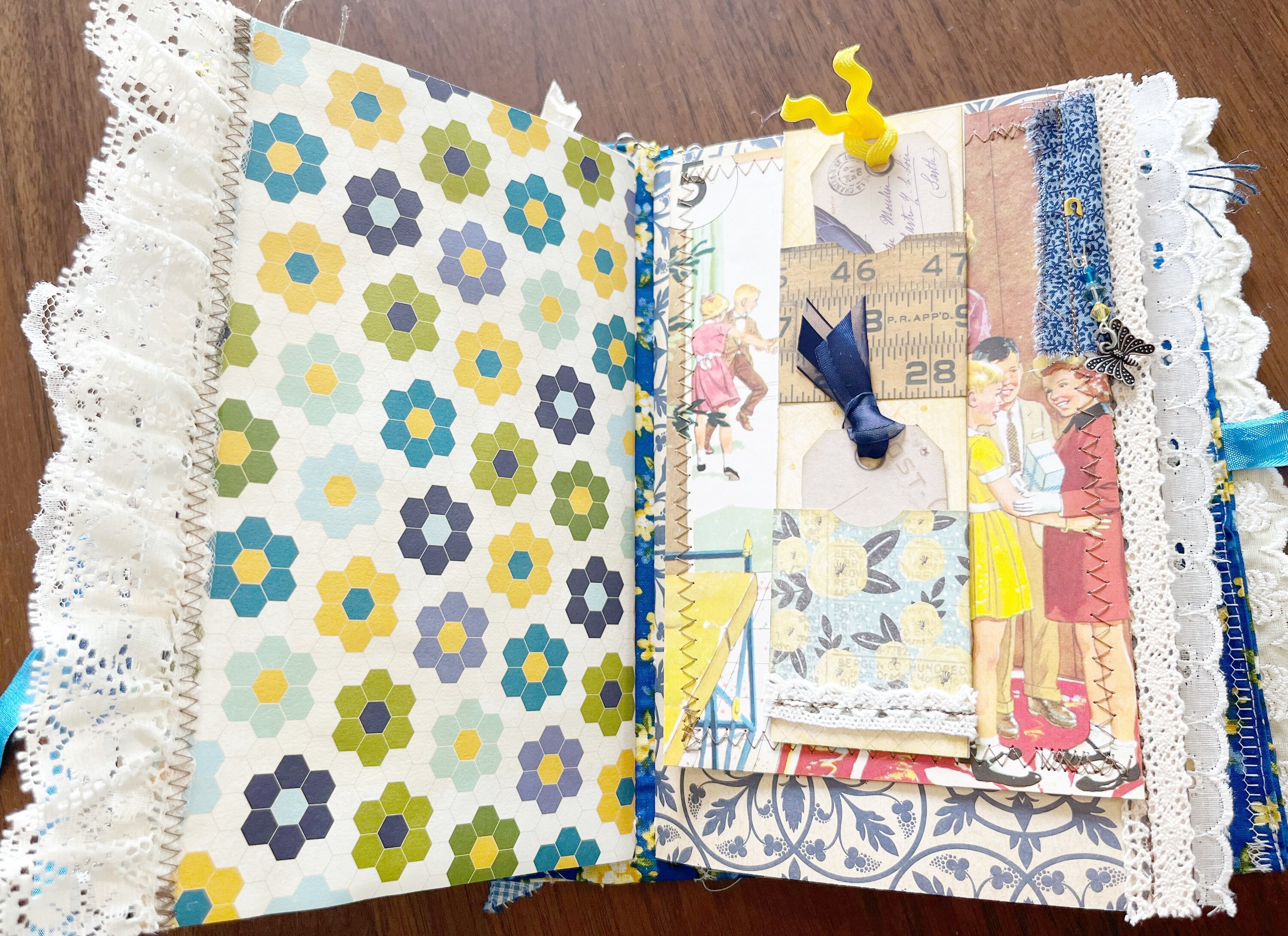 Handmade Vintage Junk Journal Blue and Yellow 1950s Themed - Etsy
