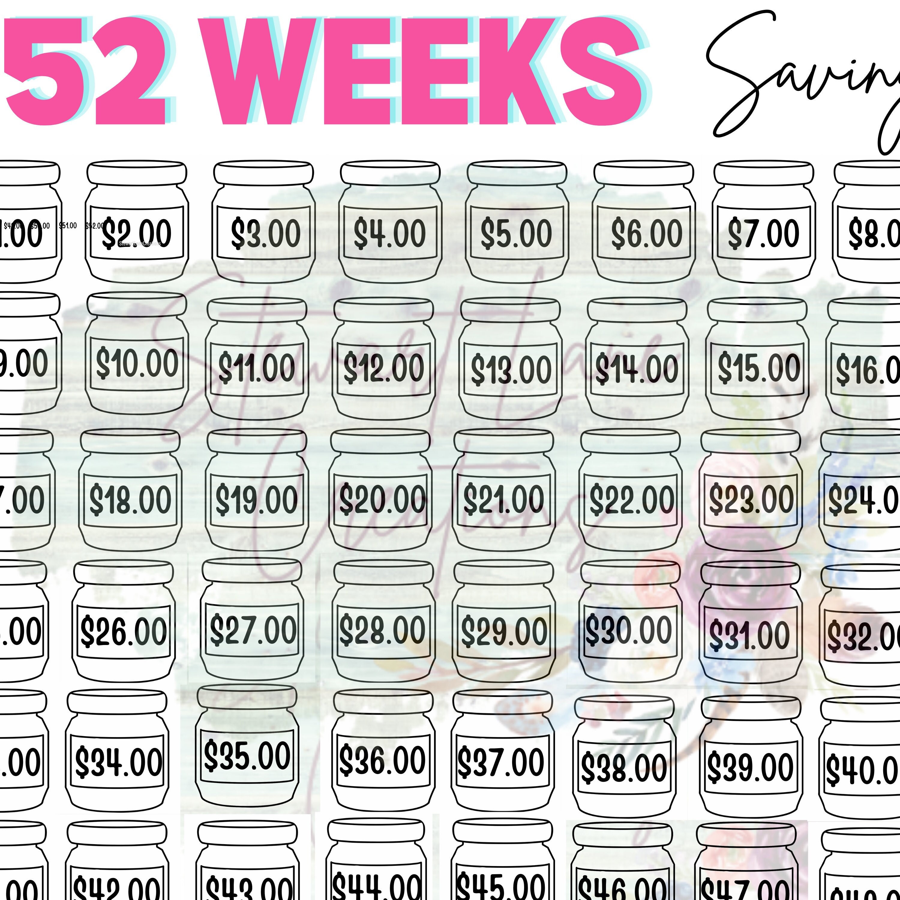 52 Weeks Savings Challenge Tracking Sheets Instant Downloads Digital ...