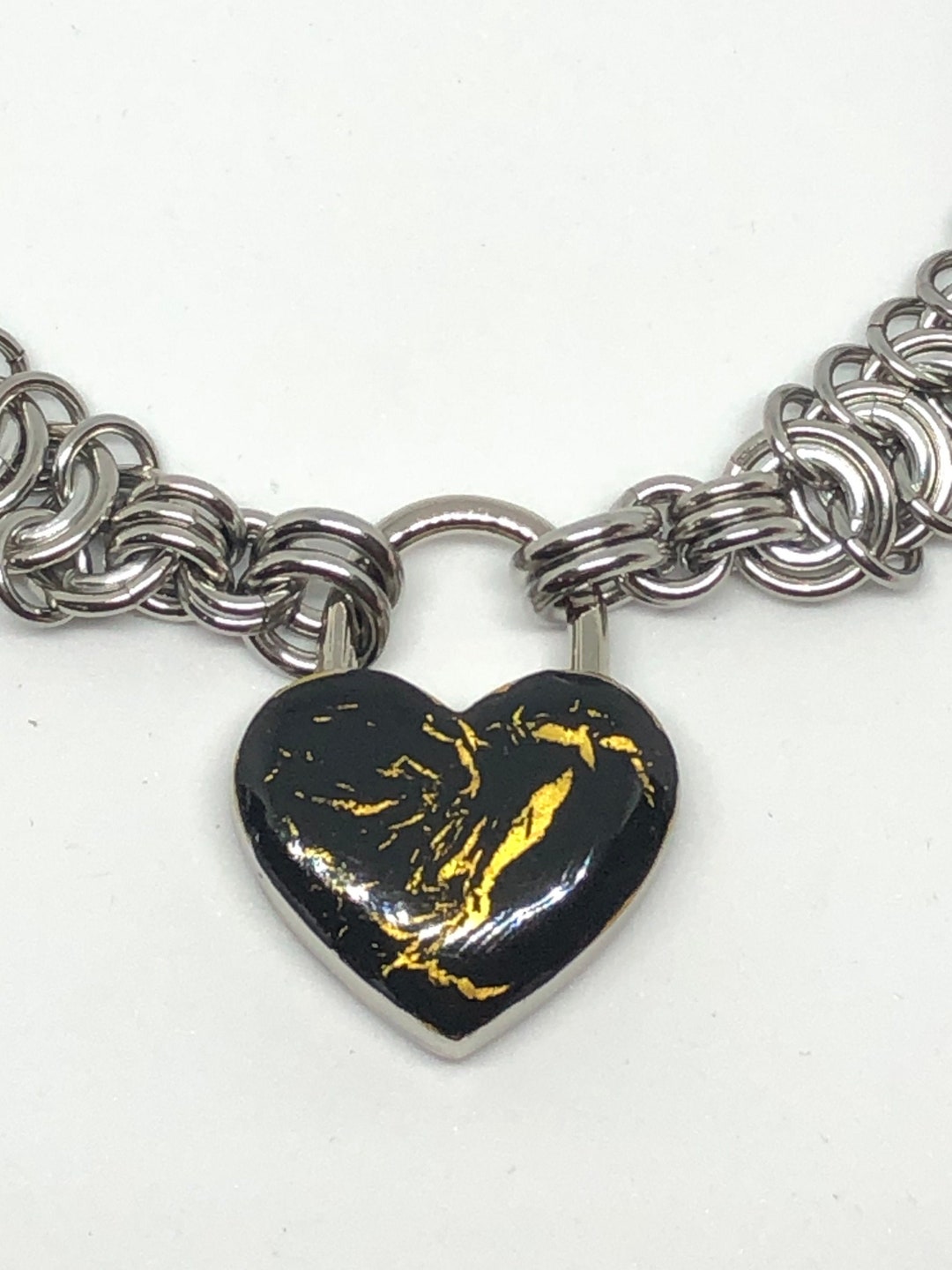 Cracked Style Mini Heart Collar Lock BDSM 24/7 Wearable Black Top - Etsy