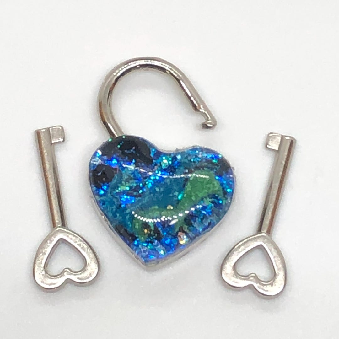Blue Glitter Background Mini Heart Lock 24/7 Wearable Working Day ...