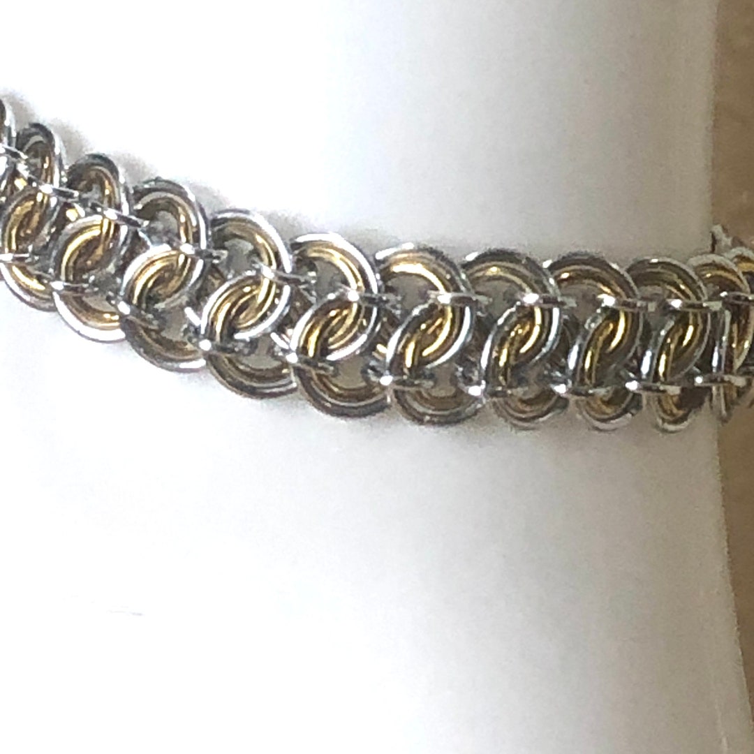 Stainless Steel Garter Belt Weave With Accent Color Locking Anklet ...