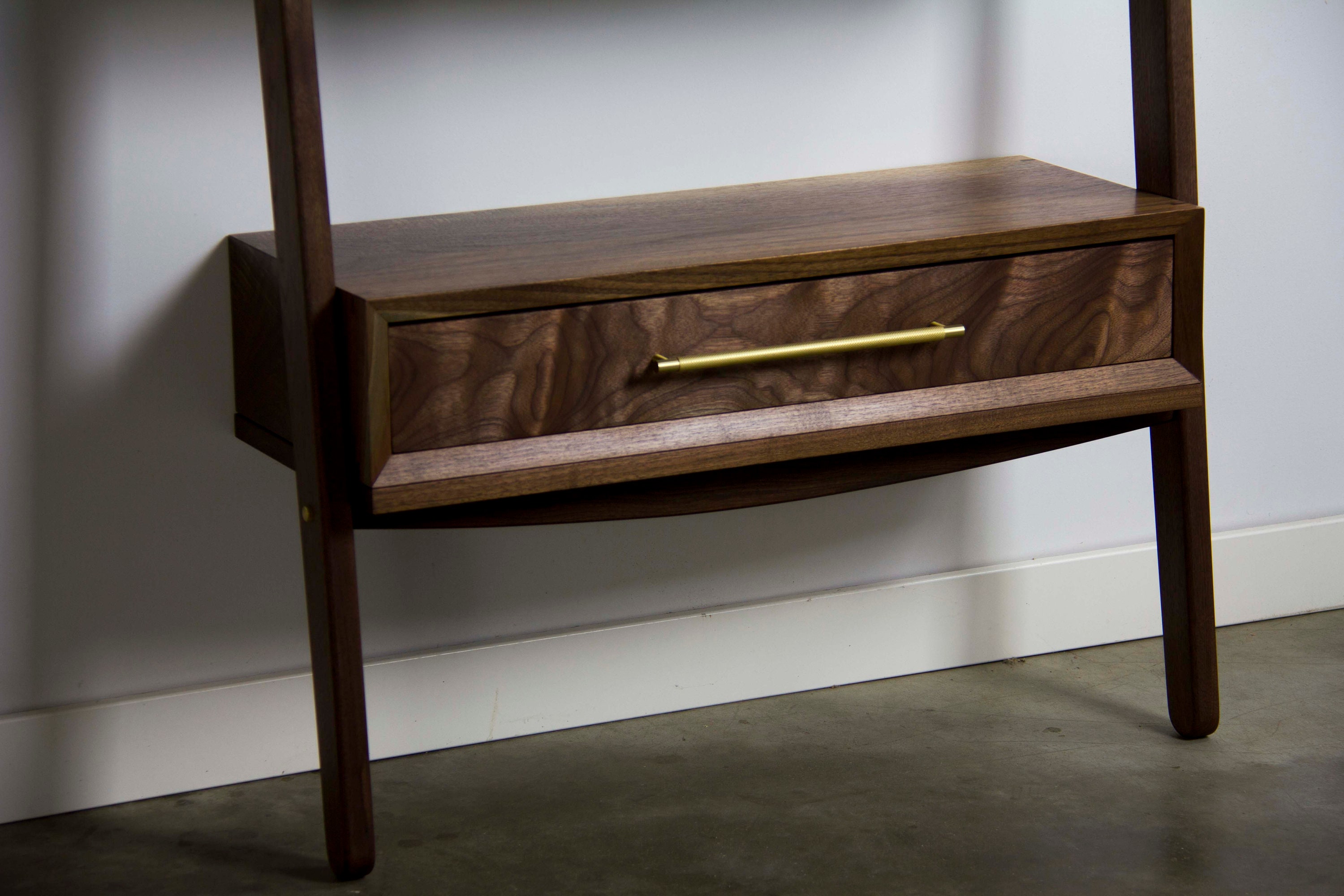 Mid Century Modern Walnut Ladder Shelf With Drawer - Etsy