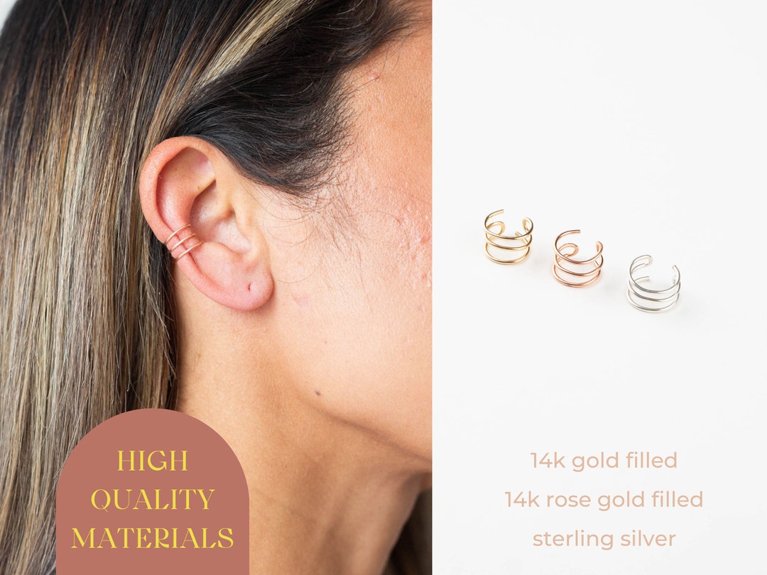 Triple Ear Cuff. Ear Cuff. Ear Wrap. Sterling Silver Cuff. Cuff ...