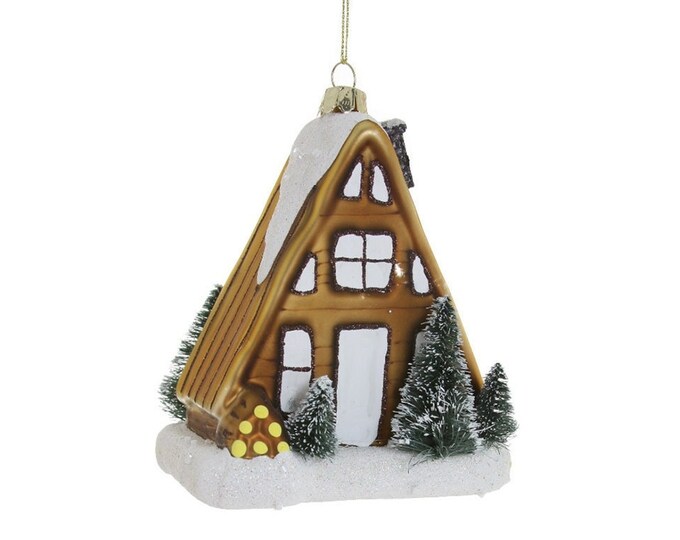A-frame House Glass Christmas Ornament - Etsy