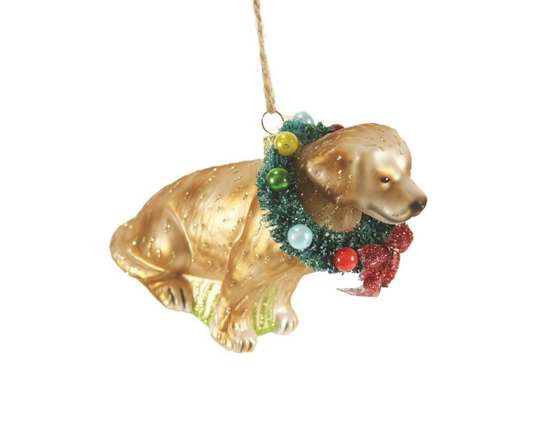 Festive Yellow Lab Glass Christmas Ornament - Etsy