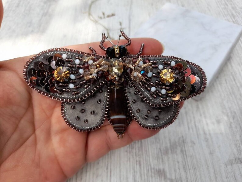 Beaded Butterfly Brooch Pin, Moth Brooch Pin, Embroidery Brooch Pin for ...