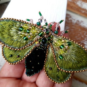 Hand Embroidered Moth Butterfly Brooch Pin for Woman Jacket, Mother's ...