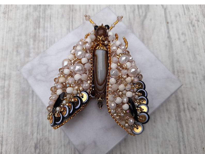 Emperor Moth Pin Pearl Brooch Big Bold Butterfly Brooch Pin - Etsy