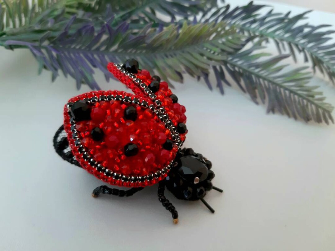 Ladybug Pin / Ladybug Brooch/ Small Red Brooch Pin/ Beaded Brooch ...