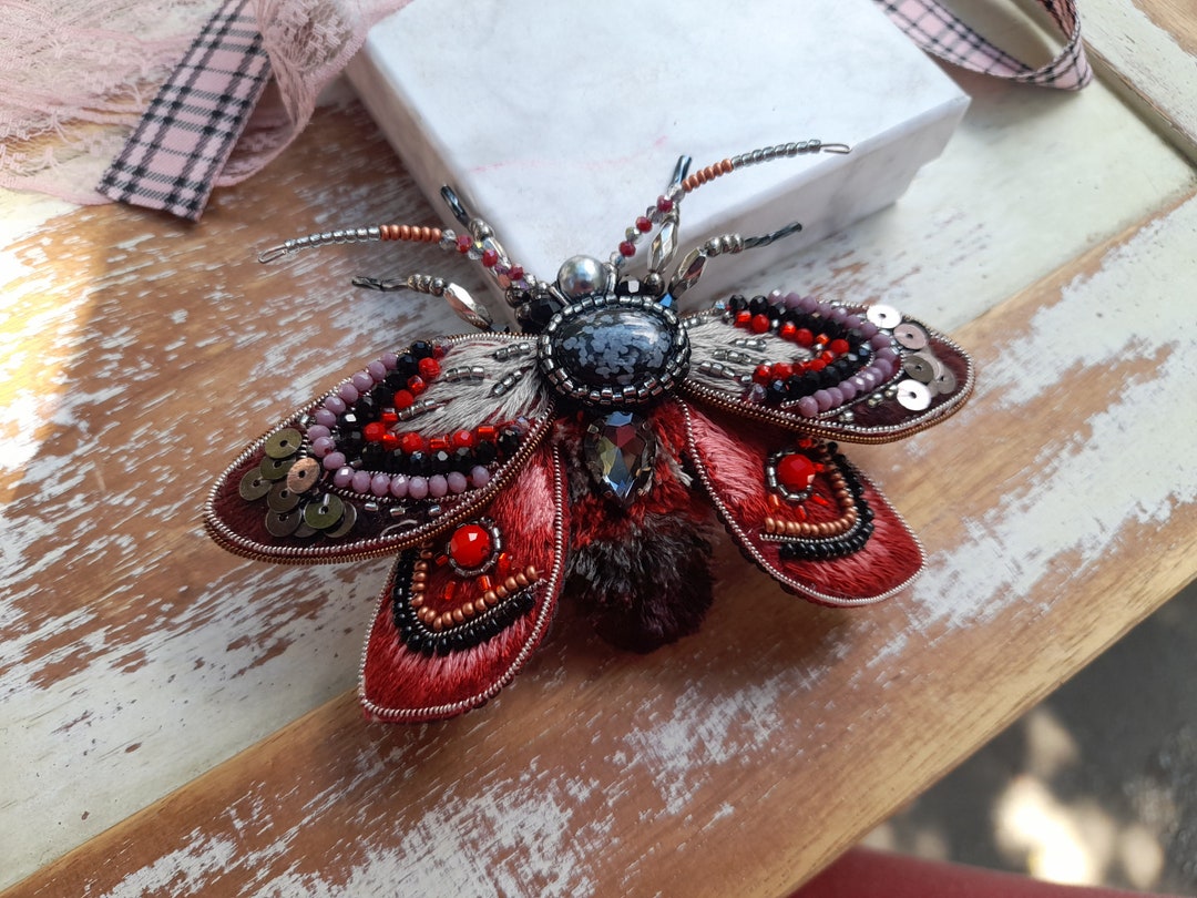 Beaded Butterfly Brooch Pin, Moth Brooch Pin, Embroidery Brooch Pin for ...