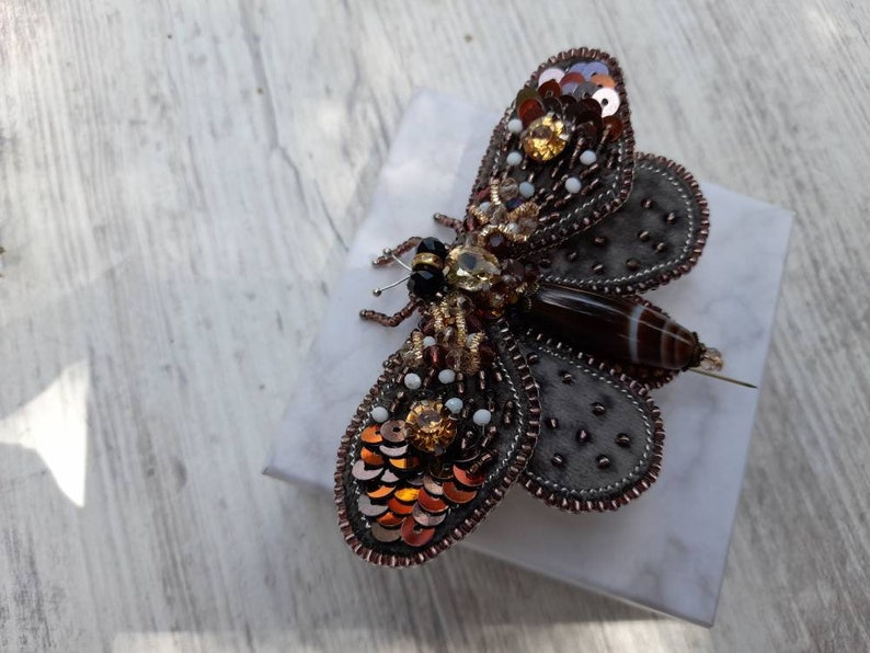 Beaded Butterfly Brooch Pin, Moth Brooch Pin, Embroidery Brooch Pin for ...