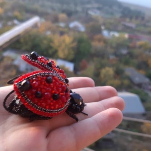 Ladybug Pin / Ladybug Brooch/ Small Red Brooch Pin/ Beaded Brooch ...