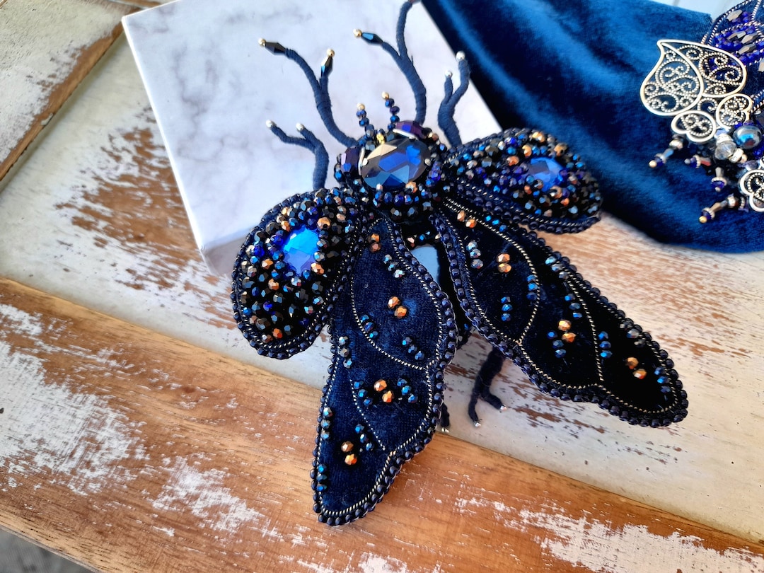 Beaded Insect Fly Cicada Brooch Pin Moon Moth Butterfly Brooch, Scarab ...