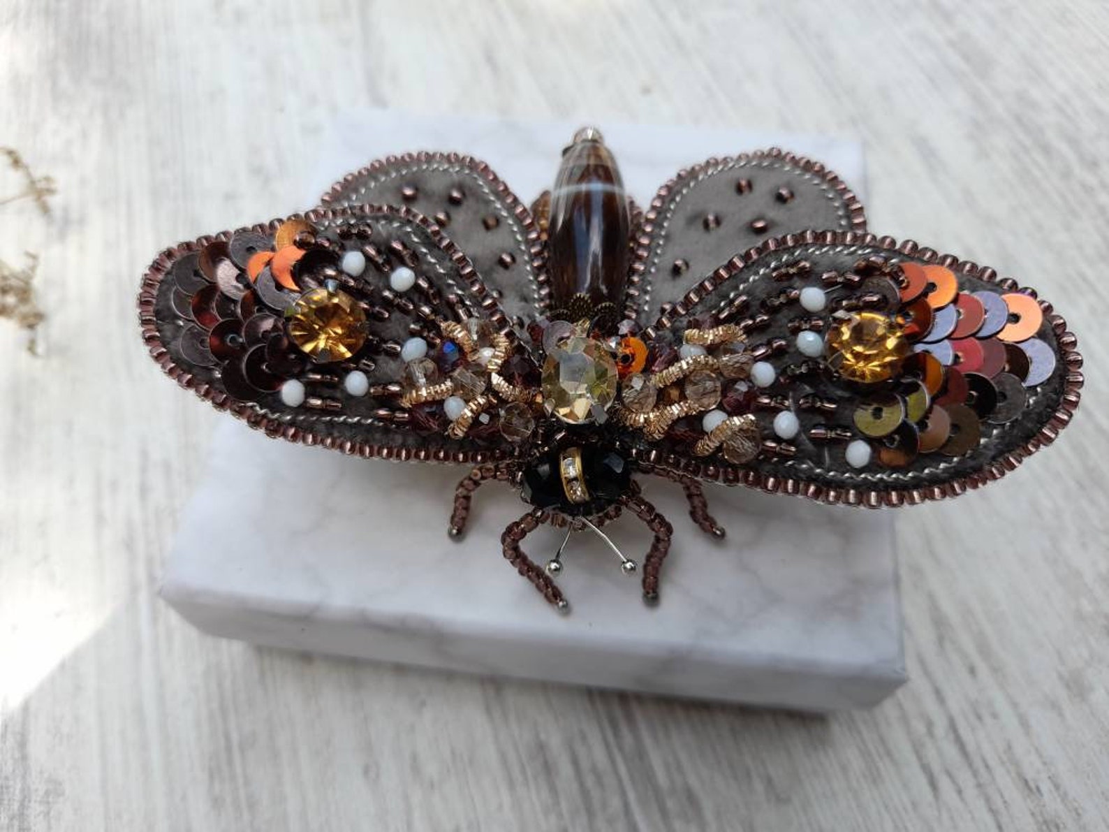Beaded Butterfly Brooch Pin, Moth Brooch Pin, Embroidery Brooch Pin for ...