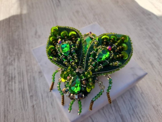 Beaded Beetle Pin Cicada Brooch May Bug Pin Embroidery | Etsy