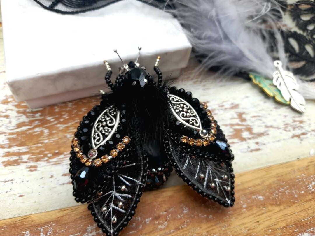 Beaded Butterfly Brooch Pin, Moth Brooch Pin, Cicada Embroidery Brooch ...
