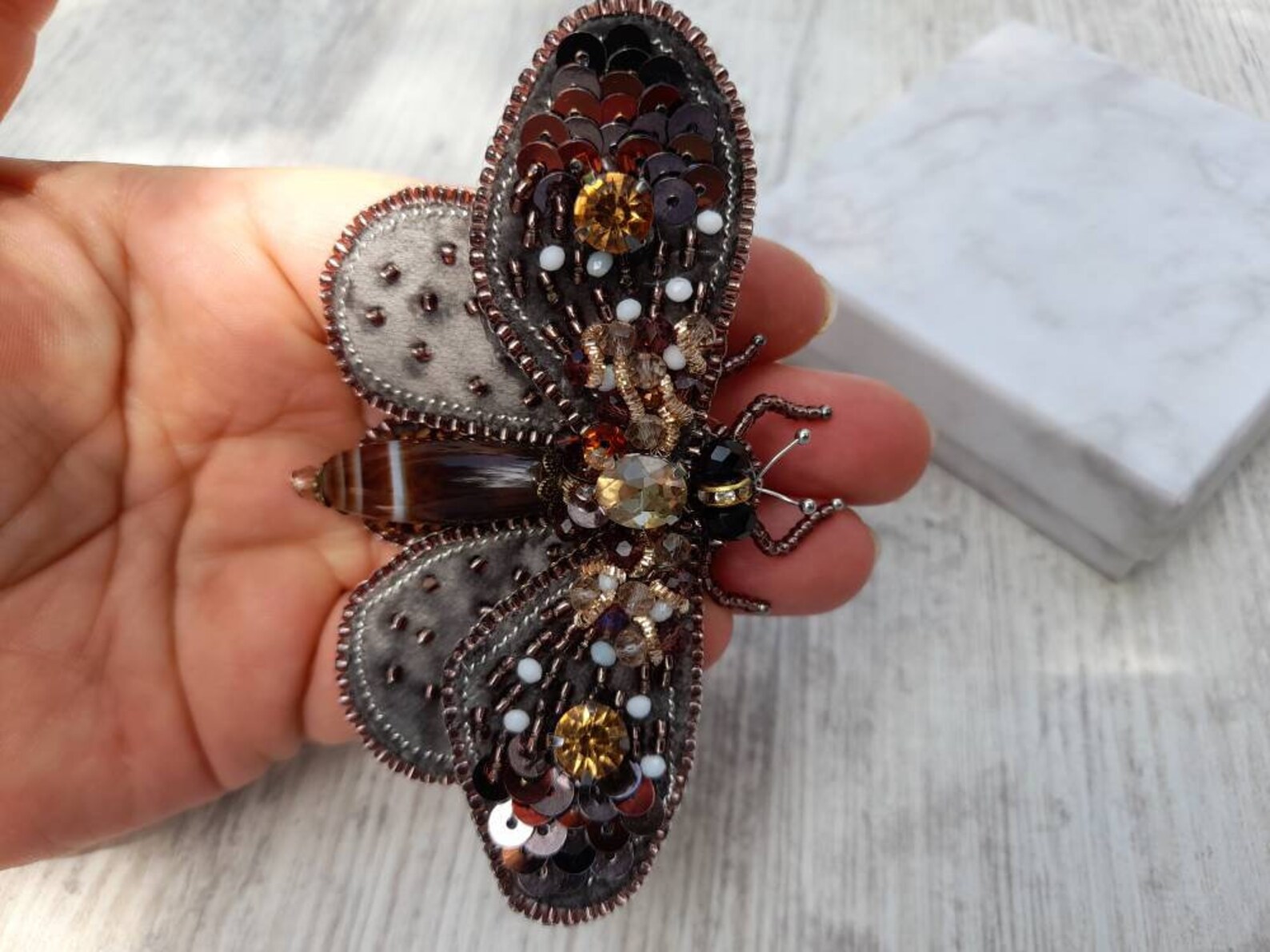 Beaded Butterfly Brooch Pin, Moth Brooch Pin, Embroidery Brooch Pin for ...