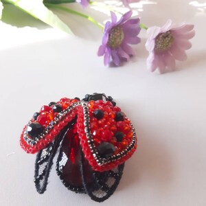 Ladybug Pin / Ladybug Brooch/ Small Red Brooch Pin/ Beaded Brooch ...