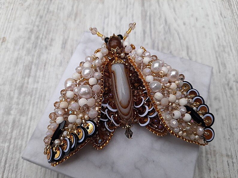 Emperor Moth Pin Pearl Brooch Big Bold Butterfly Brooch Pin - Etsy