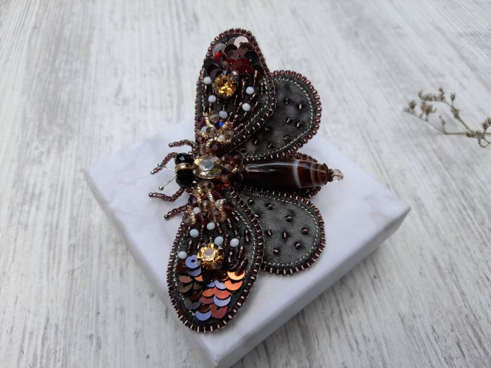 Beaded Butterfly Brooch Pin, Moth Brooch Pin, Embroidery Brooch Pin for ...