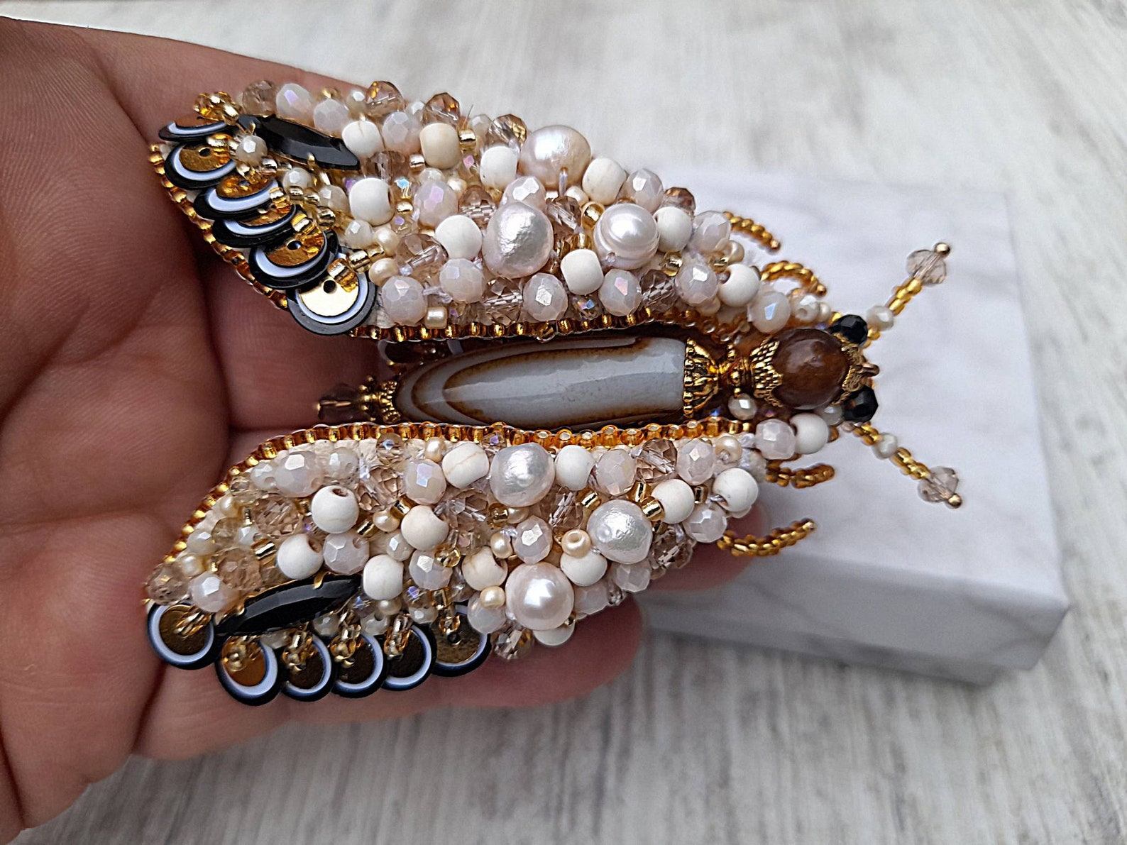 Emperor Moth Pin Pearl Brooch Big Bold Butterfly Brooch Pin - Etsy