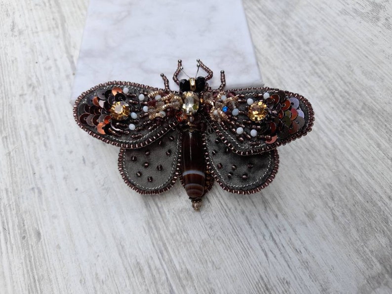 Beaded Butterfly Brooch Pin, Moth Brooch Pin, Embroidery Brooch Pin for ...