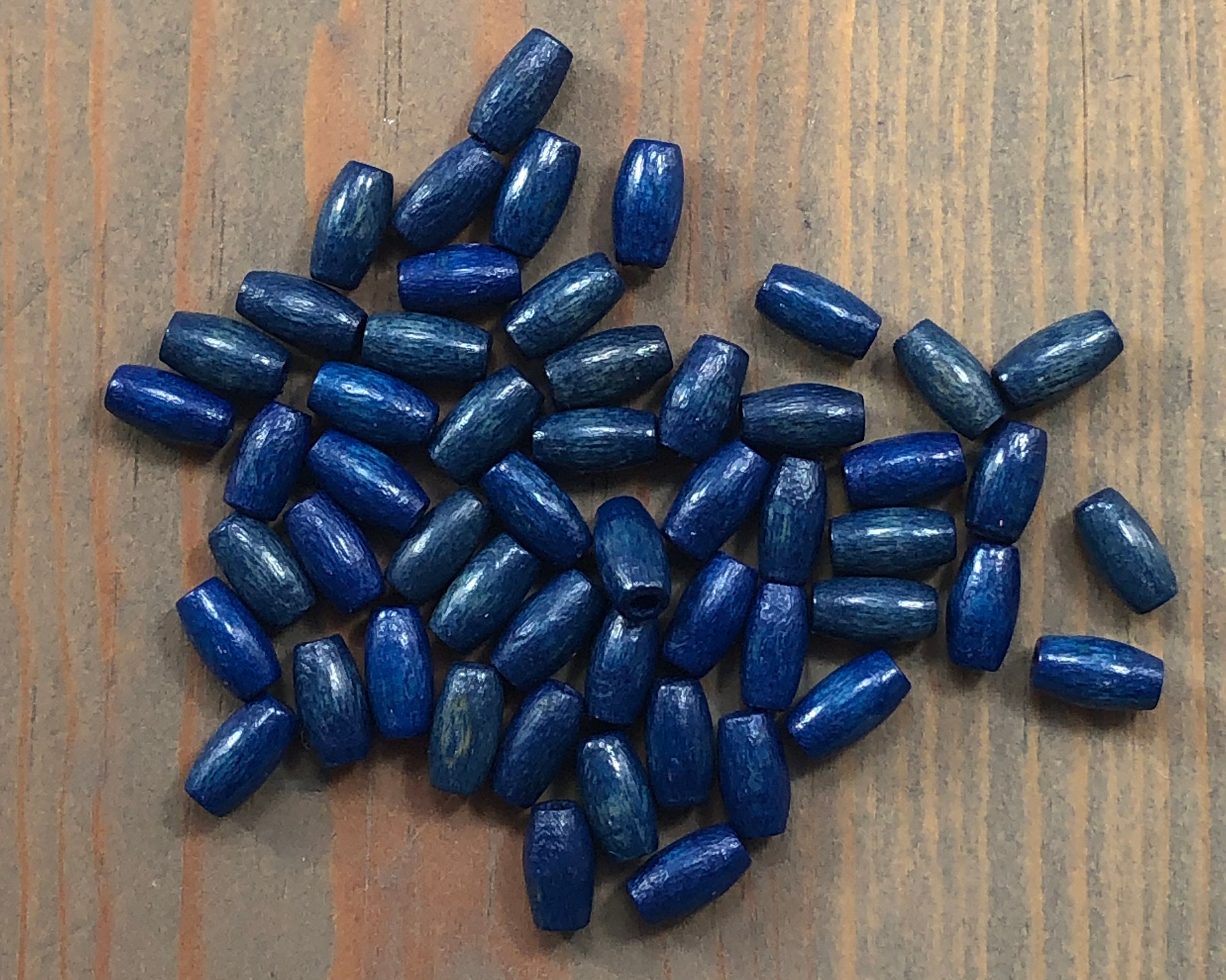 Small Dyed Wood Oval Barrel / Rice Beads, 6mm x 2mm, Vintage Mixed Lot ...