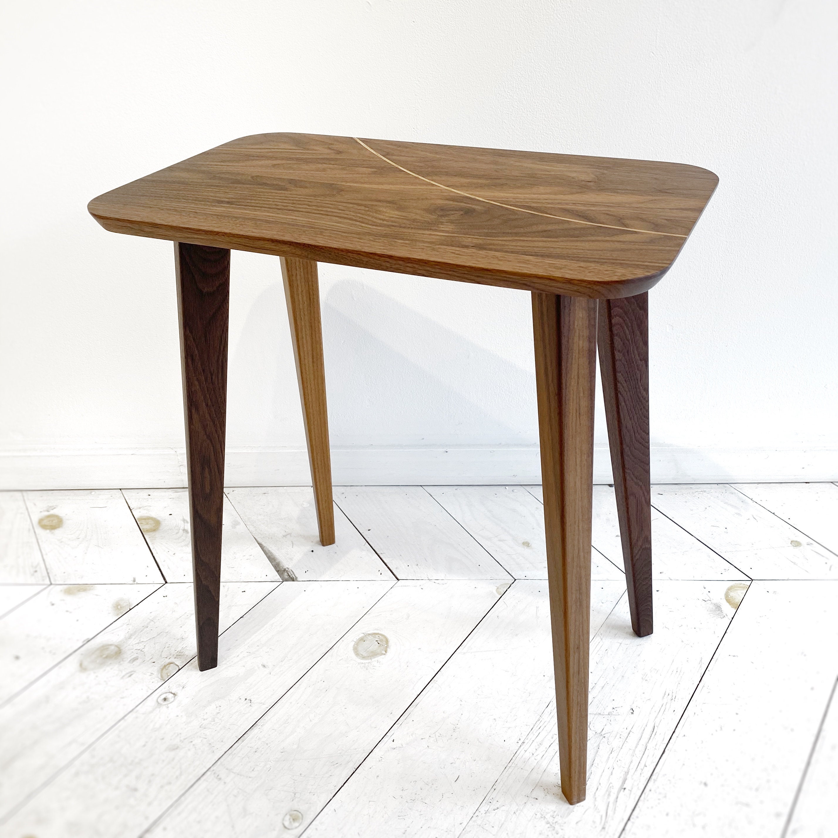 Handcrafted Walnut Side Table With Oak Insert - Etsy