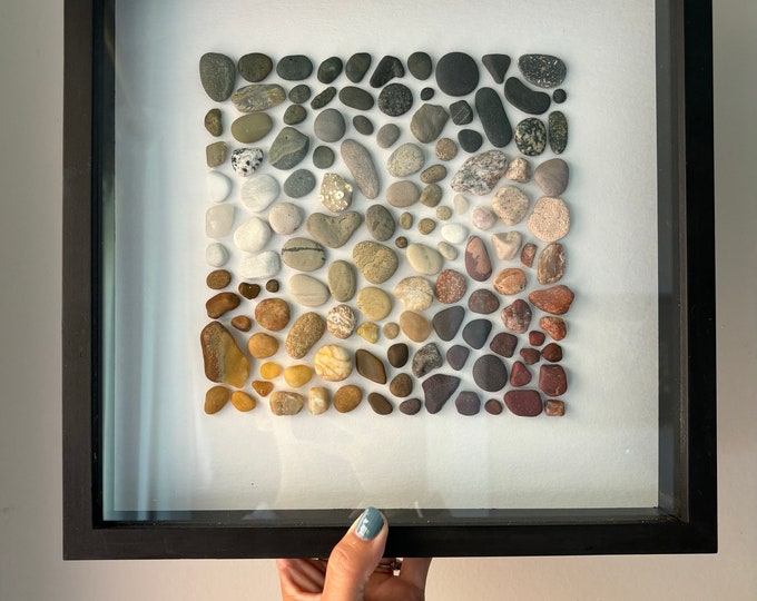 Michigan Rock Shadowbox Michigan Rock Art Michigan Art Beach Rock Glass ...