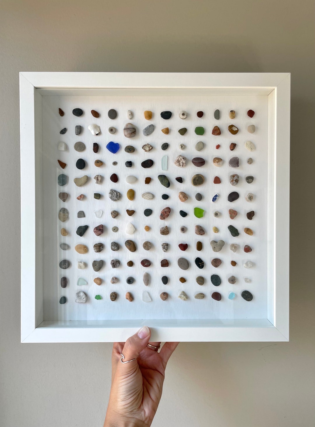 Michigan Rock Shadowbox Michigan Beach Glass Michigan Art Beach Rock ...