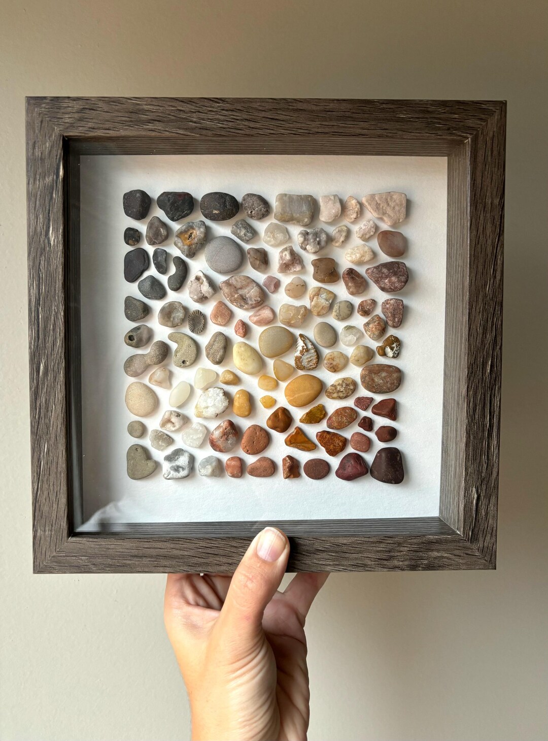 Lake Michigan Rock Shadowbox | Michigan Beach Art | Michigan Art ...