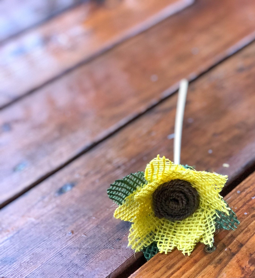 Sunflower Decor Burlap With Stems, Burlap Sunflowers, Mini Sunflower ...