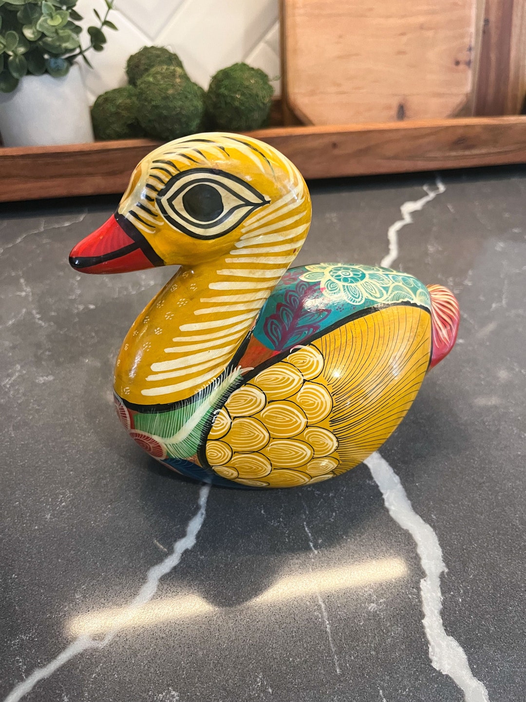 Terracotta Painted Duck, Folk Art - Etsy