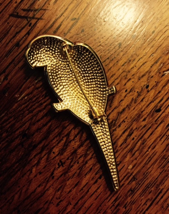 Parrot Brooch-Pin with Colorful Rhinestones - Gem