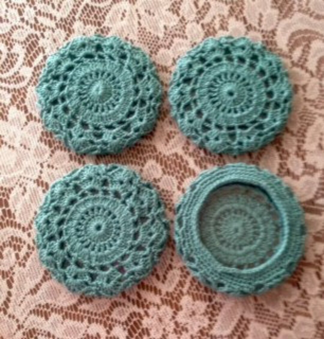 Handmade Crocheted Glass Coasters-doilies, Wall Art & Wedding Gifts-set ...